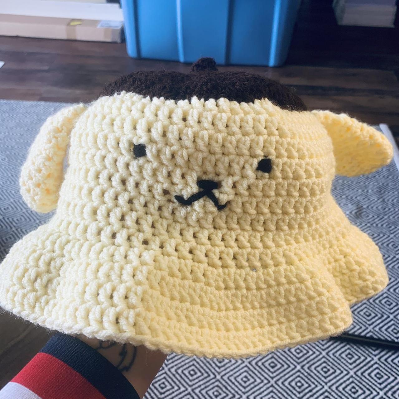 Introducing the Crochet Pompom Purin Bucket Hat, a... - Depop