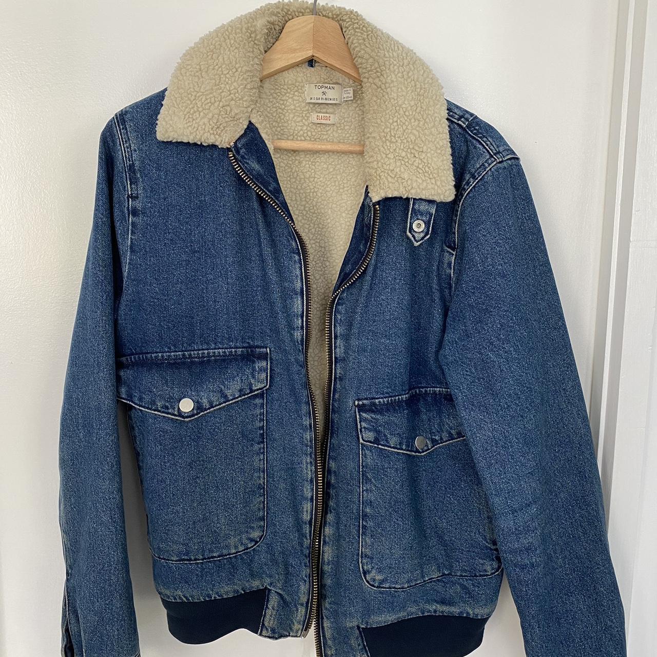 Mens Denim Borg Aviator Style Jacket - Depop