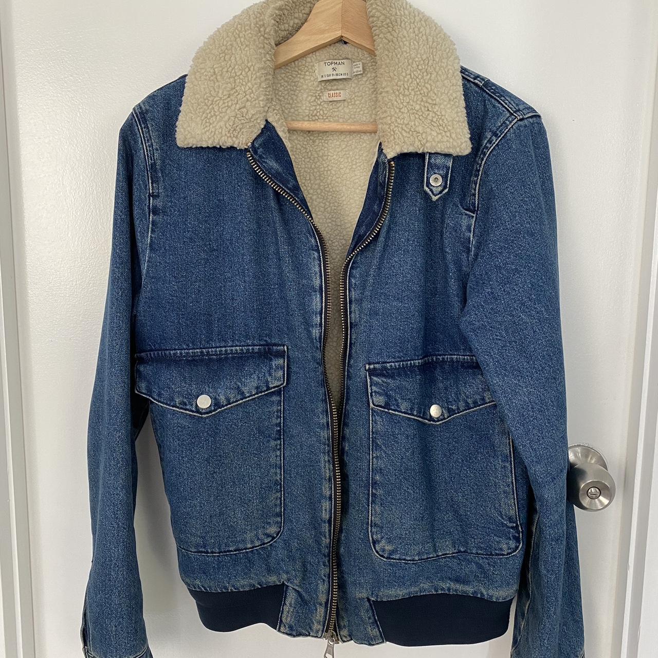 Mens Denim Borg Aviator Style Jacket - Depop