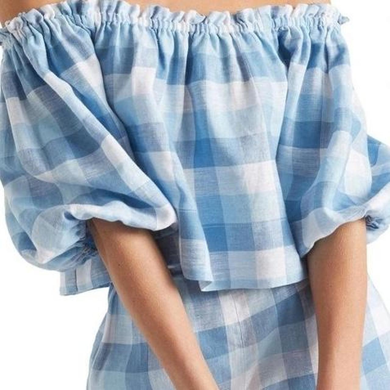 Seed Linen blue gingham cropped top size 8. Hardly... | Depop