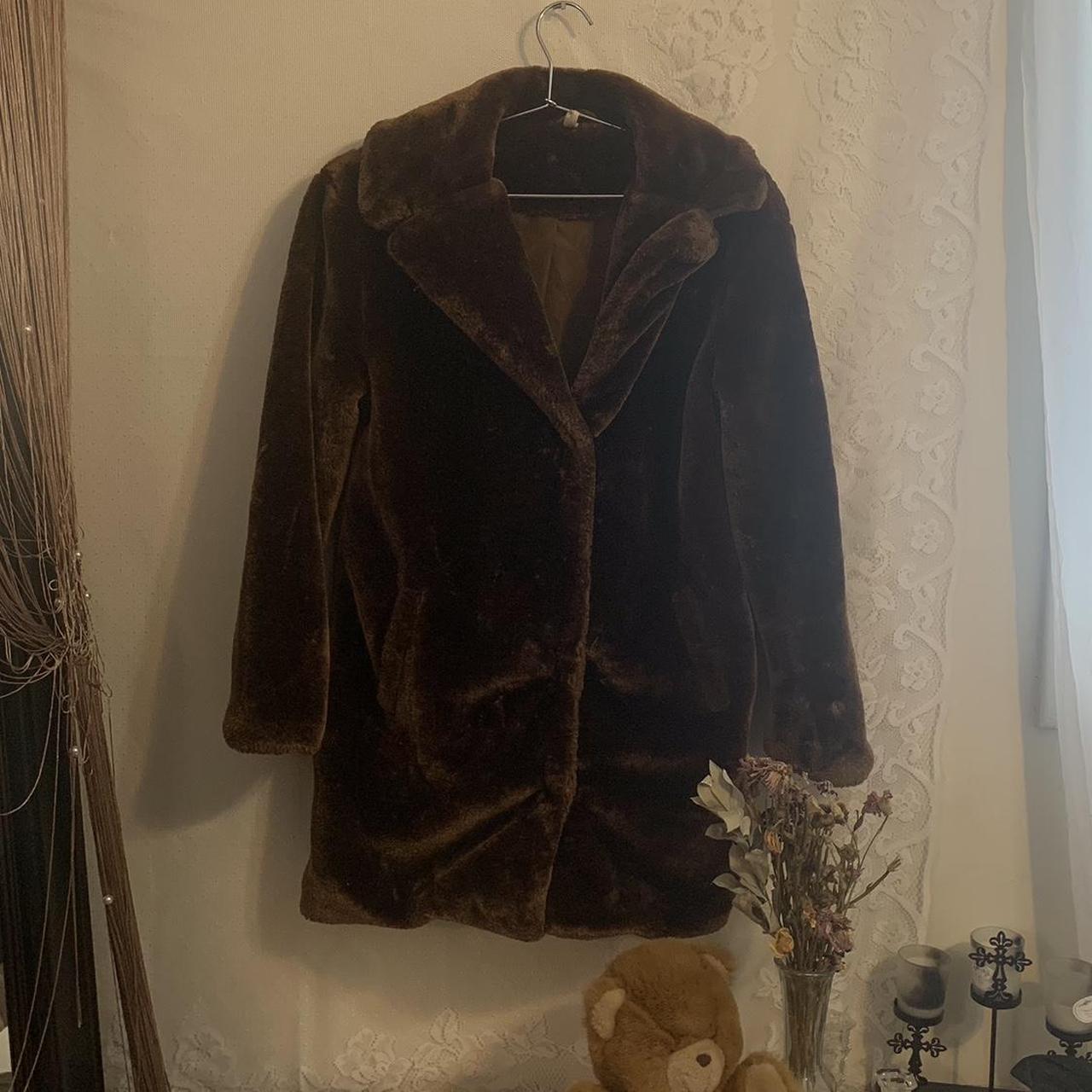 Chocolate brown faux fur coat Length-right past the... - Depop