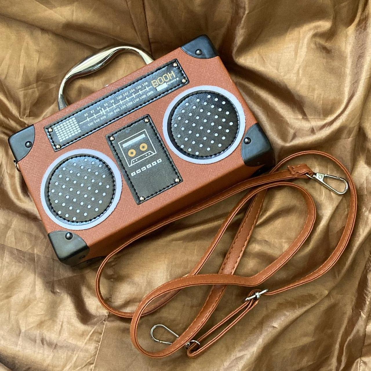 80s brown boom box purse with a cute little handle.... - Depop