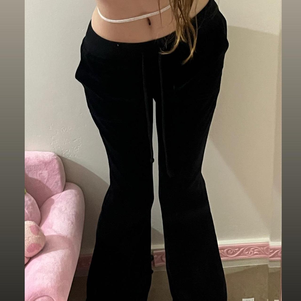 super hot black velour flare low rise sweats from... - Depop