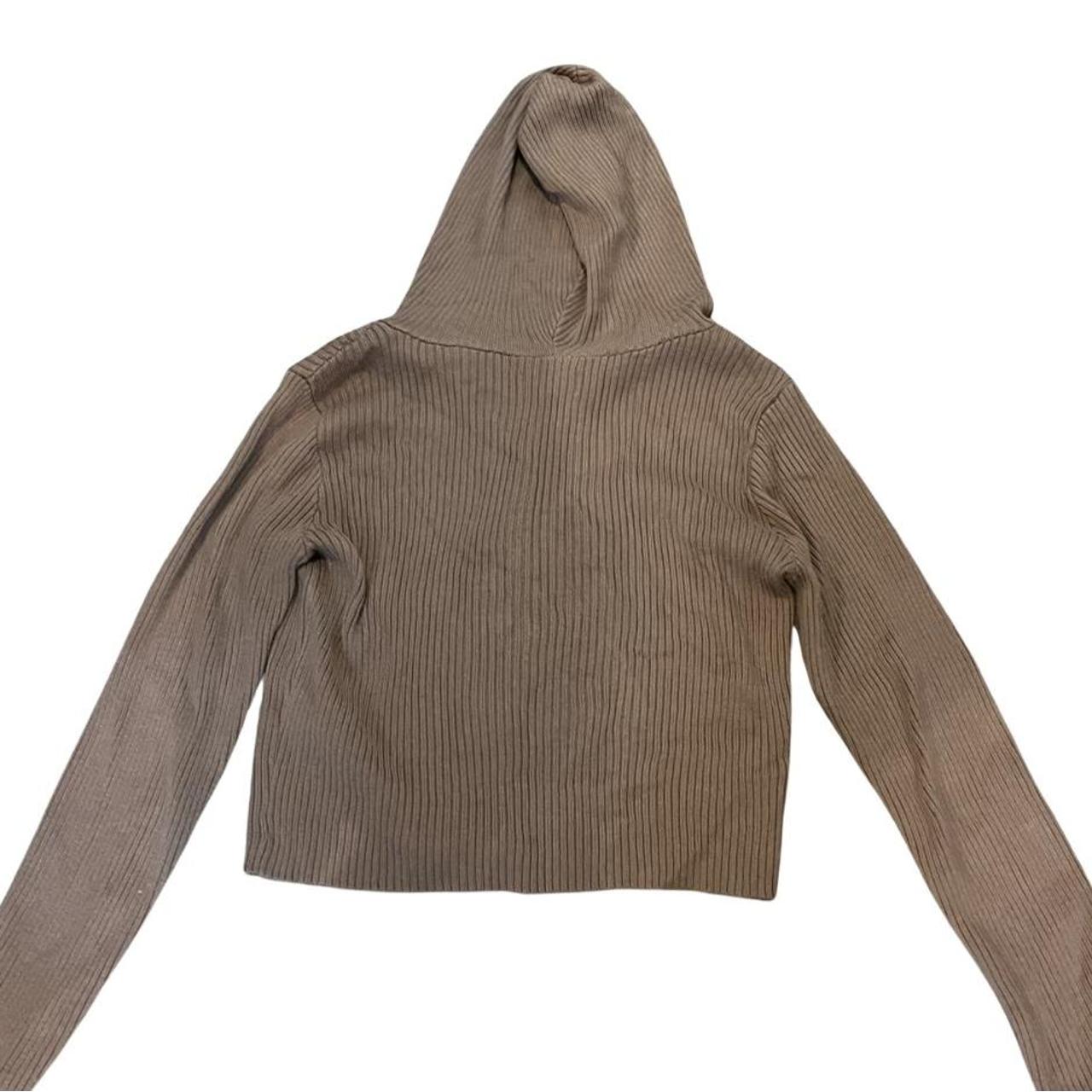Brown Ribbed Zip Up Size L #ribbed - Depop