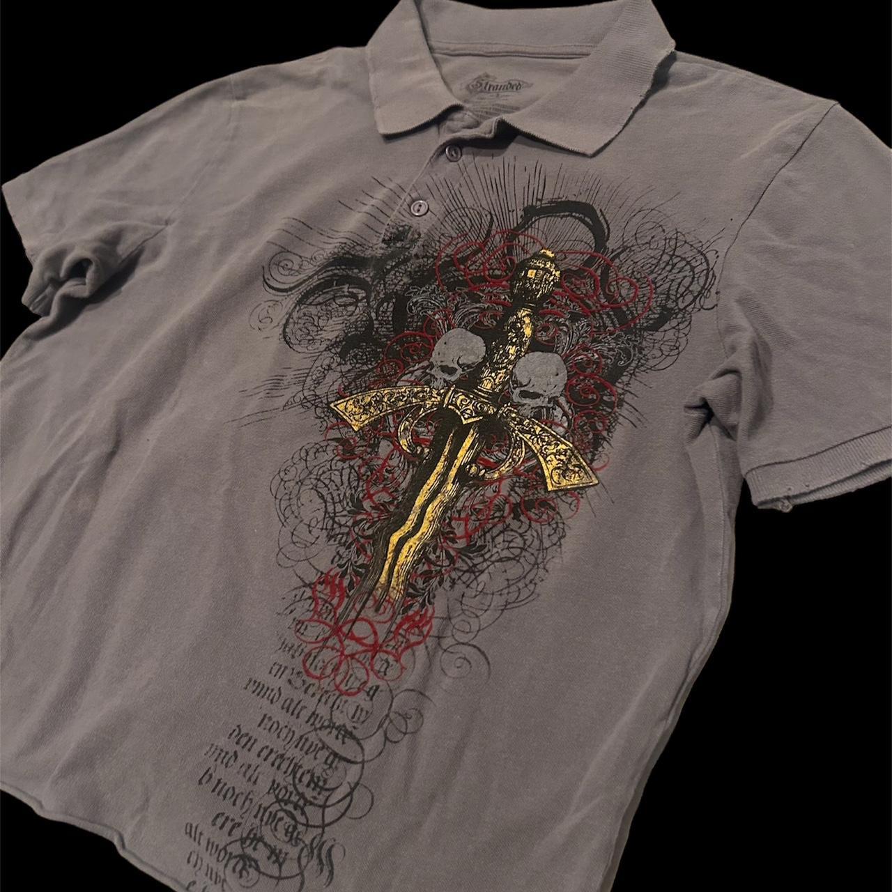 Affliction Polo Shirt super sick front n back... - Depop