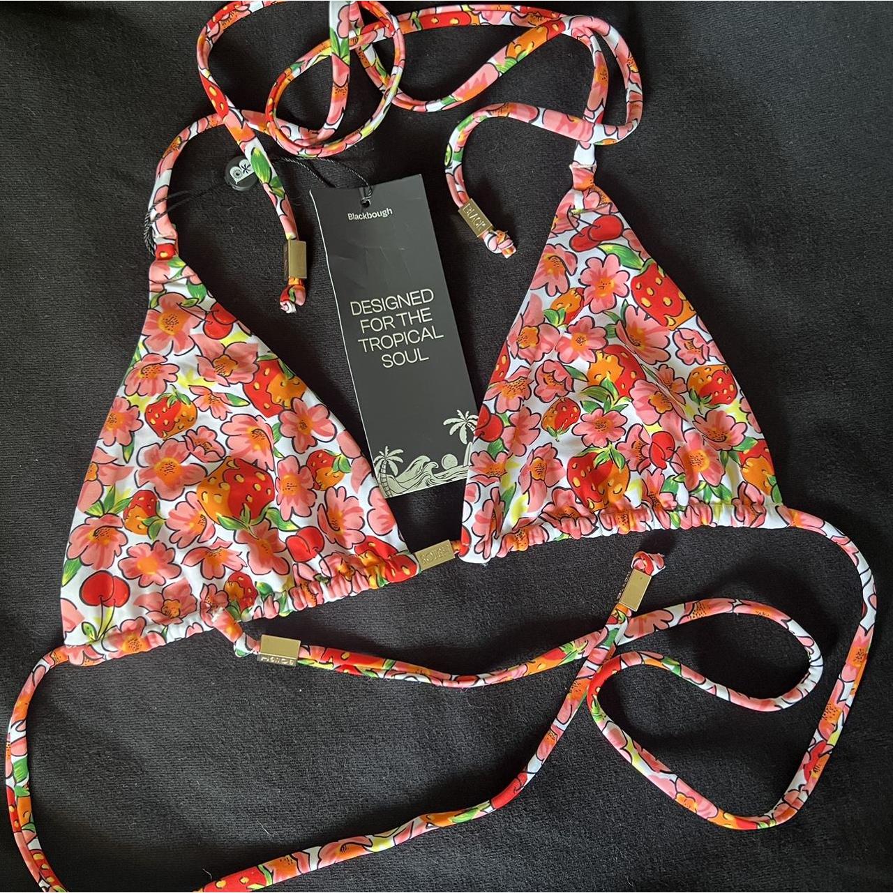 Blackbough Strawberry Floral Swim Top - Depop