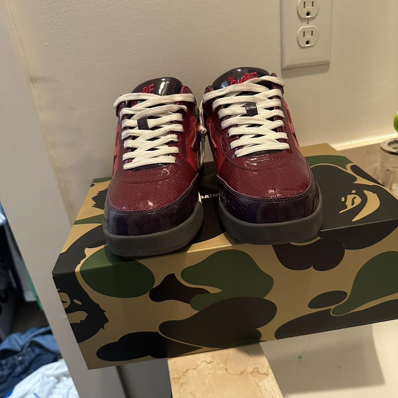 Purple Bapestas worn but not too badly - Depop