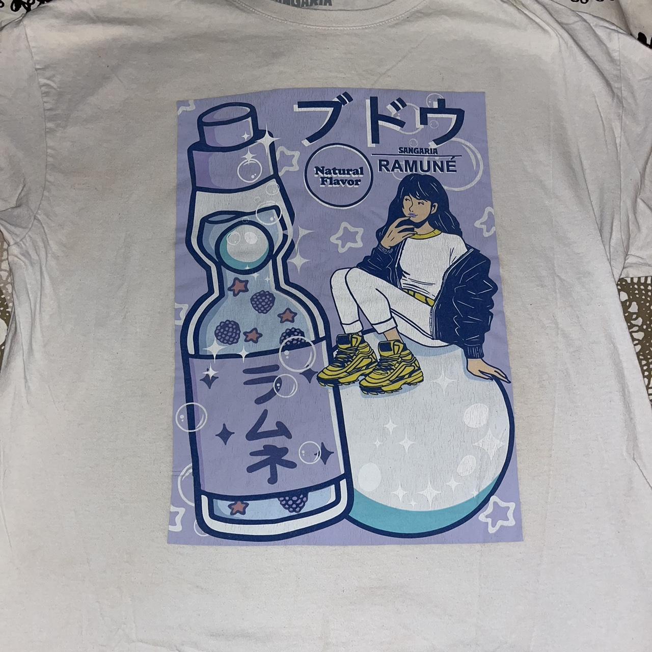 White and purple Ramuné T-shirt, slightly worn, good... - Depop