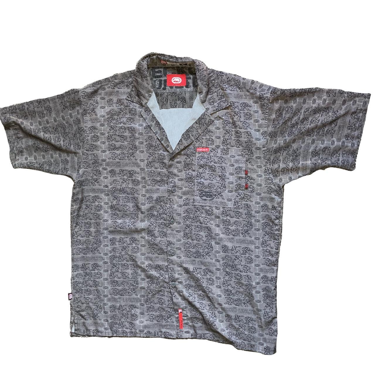 Ecko Unltd. grey all over Print button up! Size... - Depop