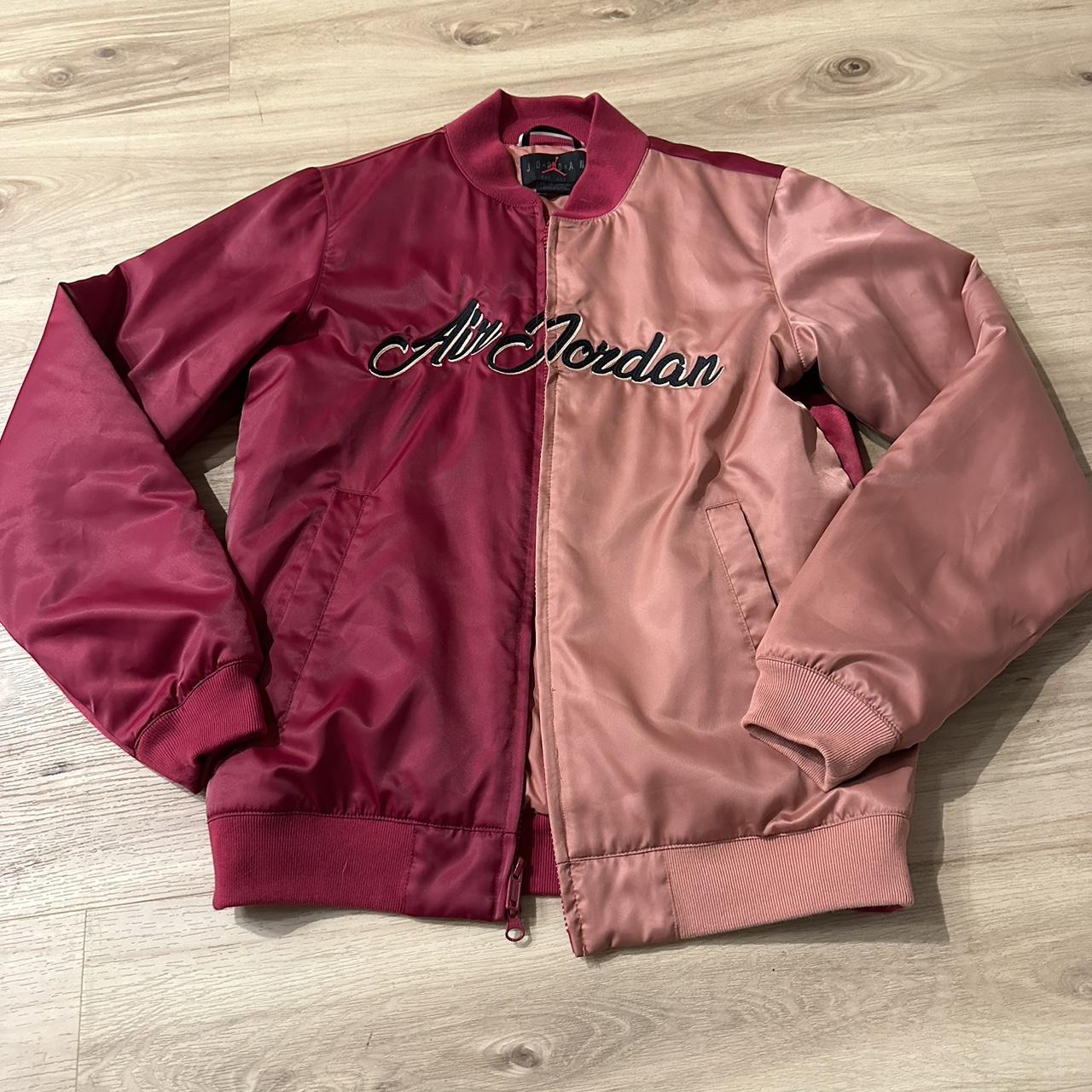 Red and pink Air Jordan bomber - Depop