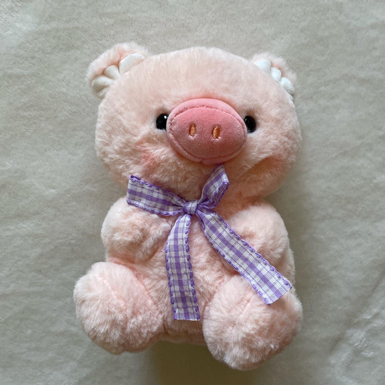 Adorable Pig Plush with Bow -Stuffed animal... - Depop