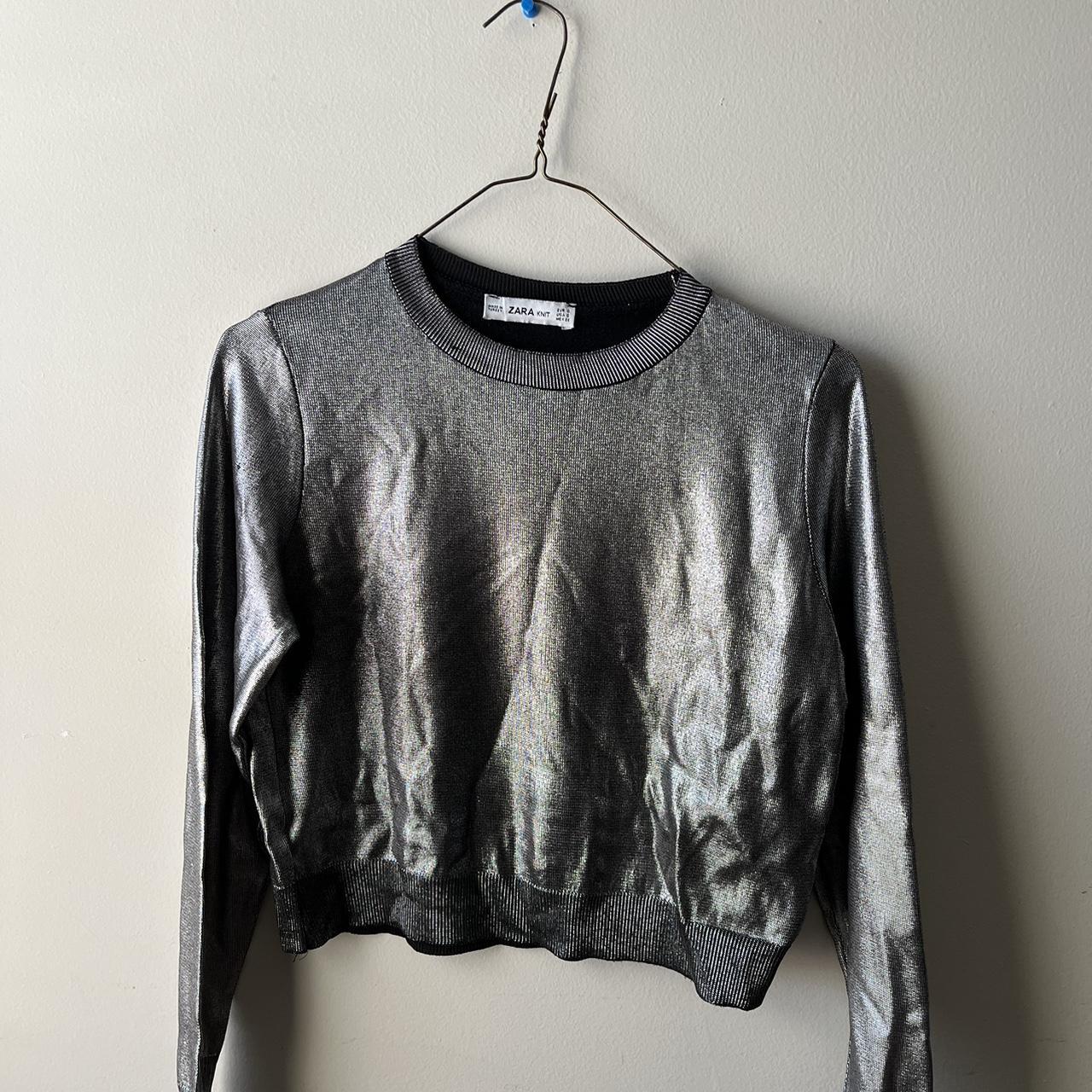 Zara sweater, silver. Worn once. - Depop