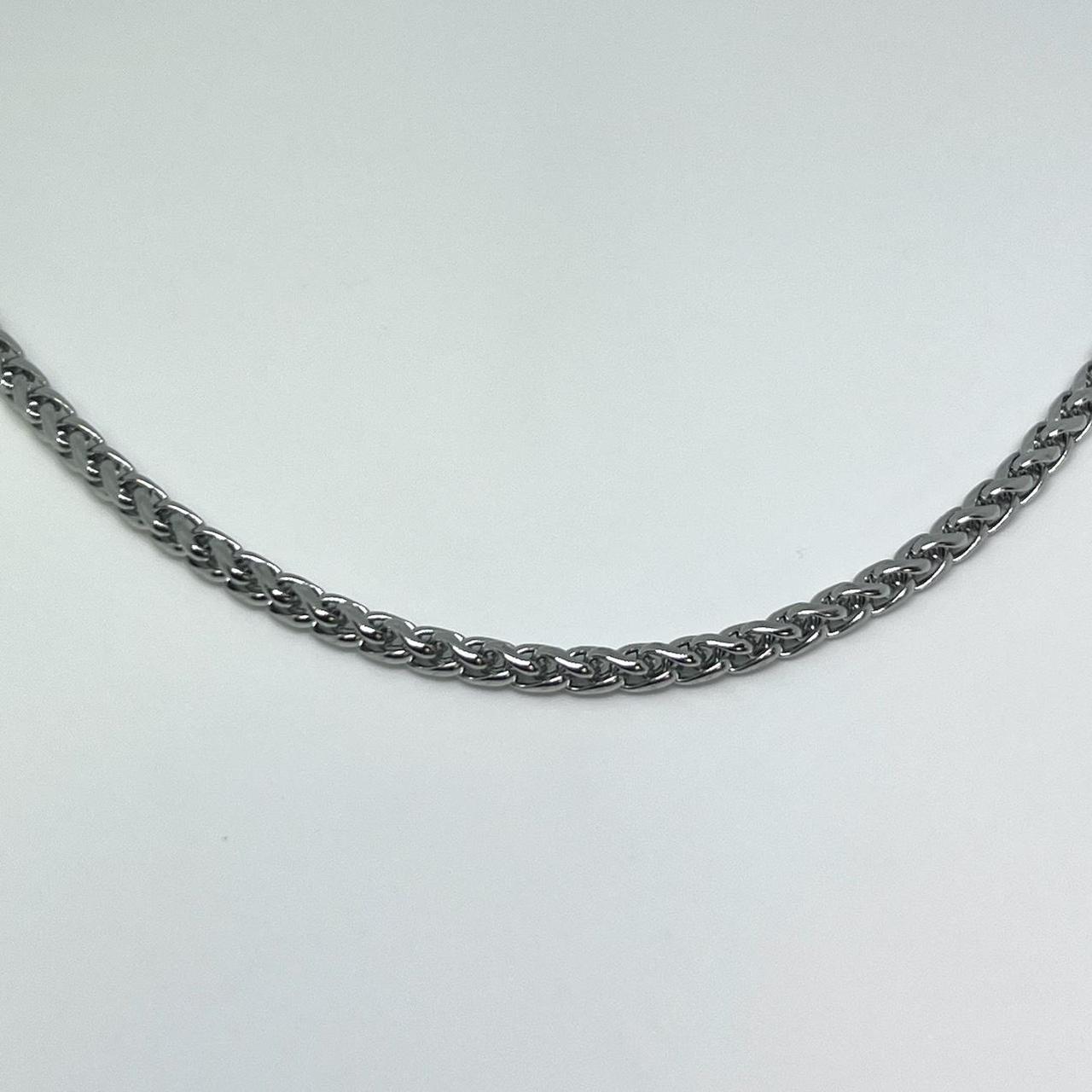 Silvery Stainless Steel Wheat Chain Necklace • FREE... | Depop