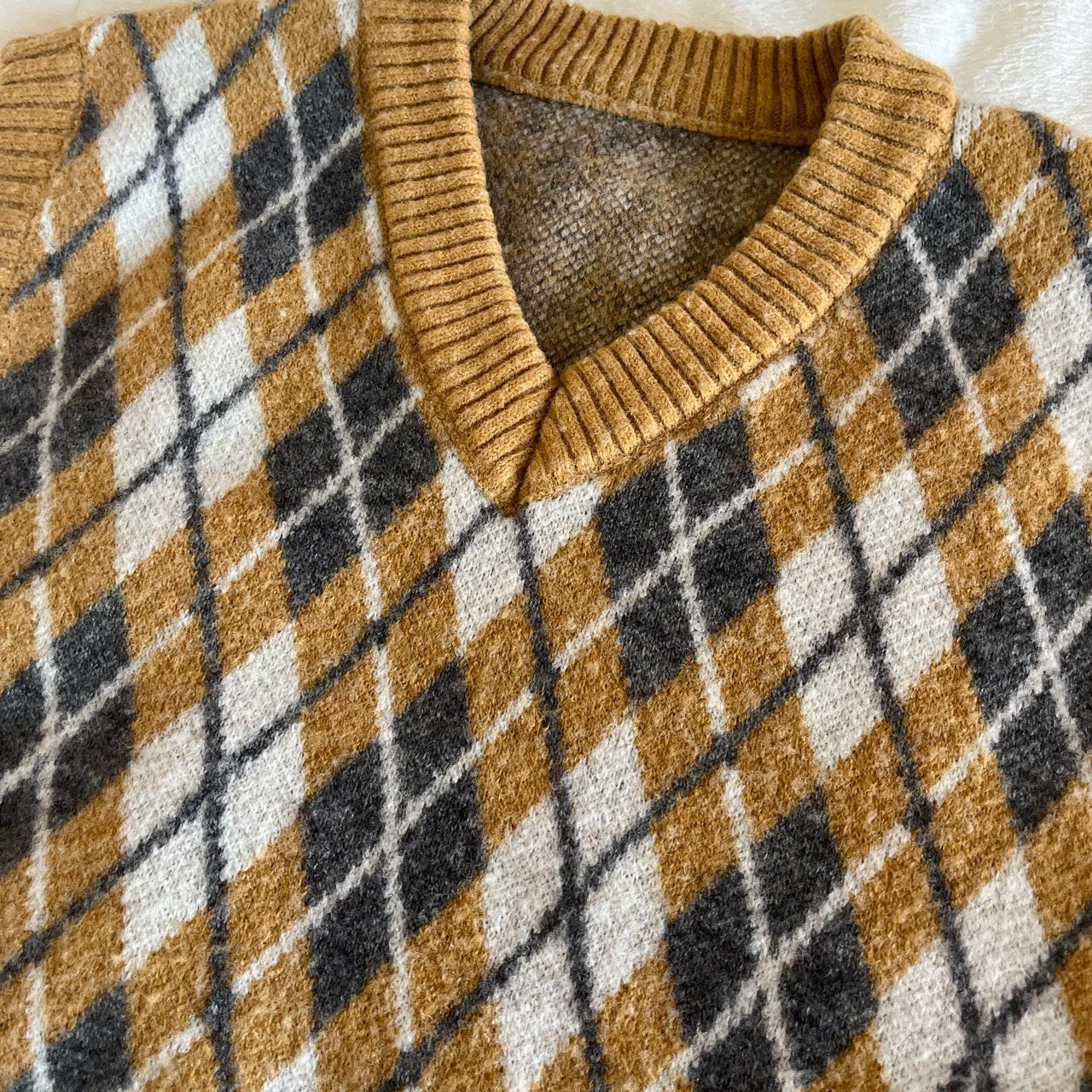 yellow argyle sweater vest || 彡 brand :... - Depop