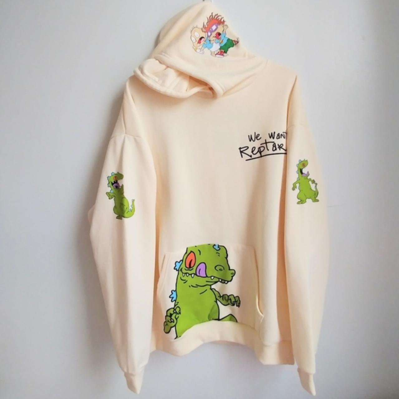 cream nickelodeon 'We Want Raptor' hoodie. bearly... - Depop