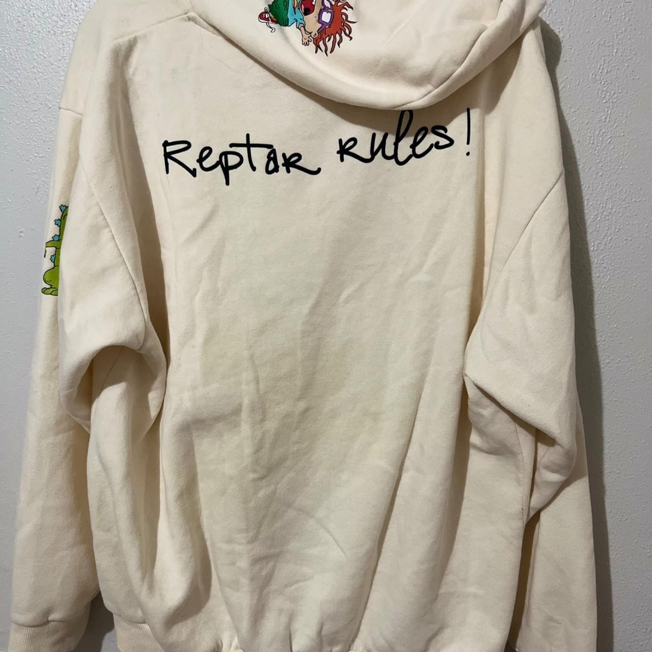 cream nickelodeon 'We Want Raptor' hoodie. bearly... - Depop