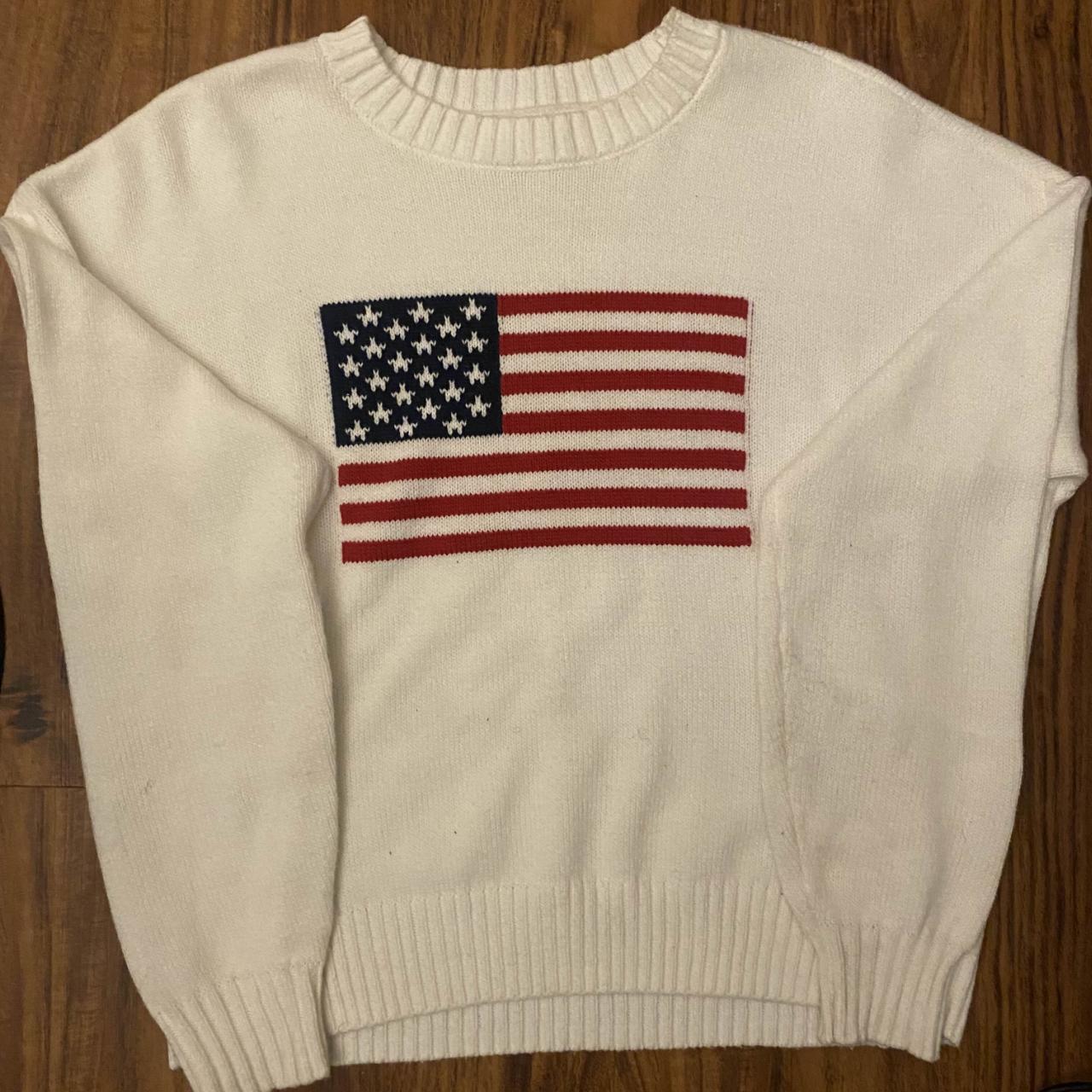 Hollister american flag crew sweater totally Ralph... - Depop