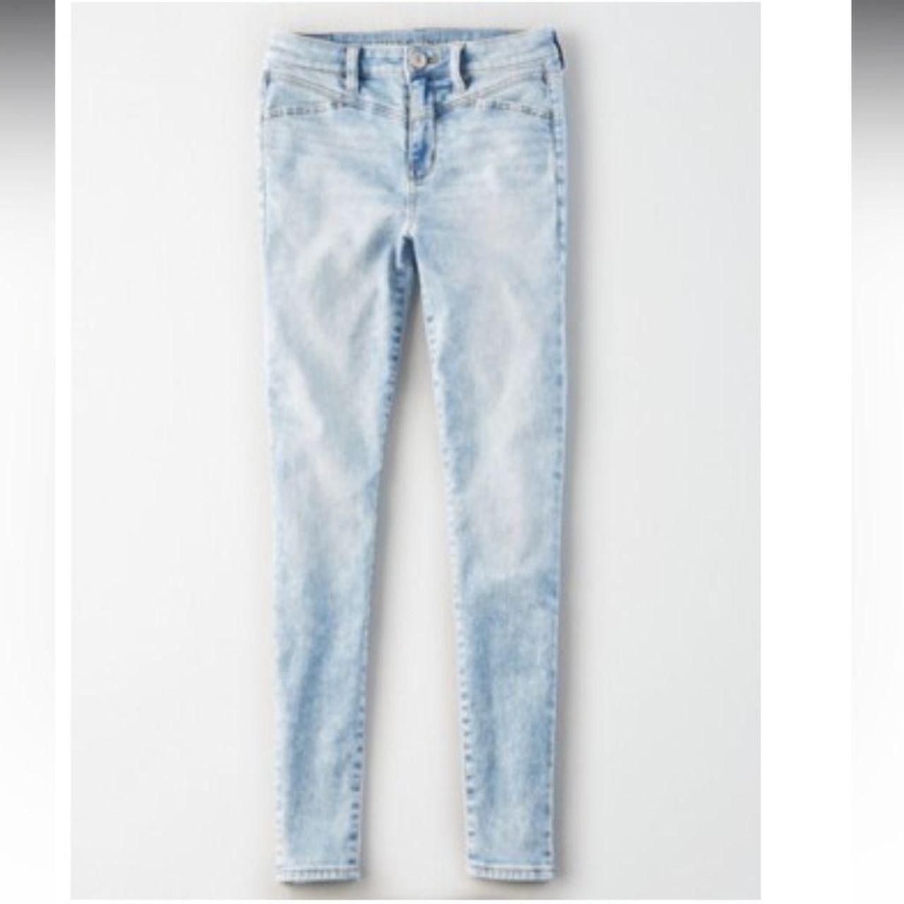 American Eagle Hi Rise Jeggings in Blown Out Blue... | Depop