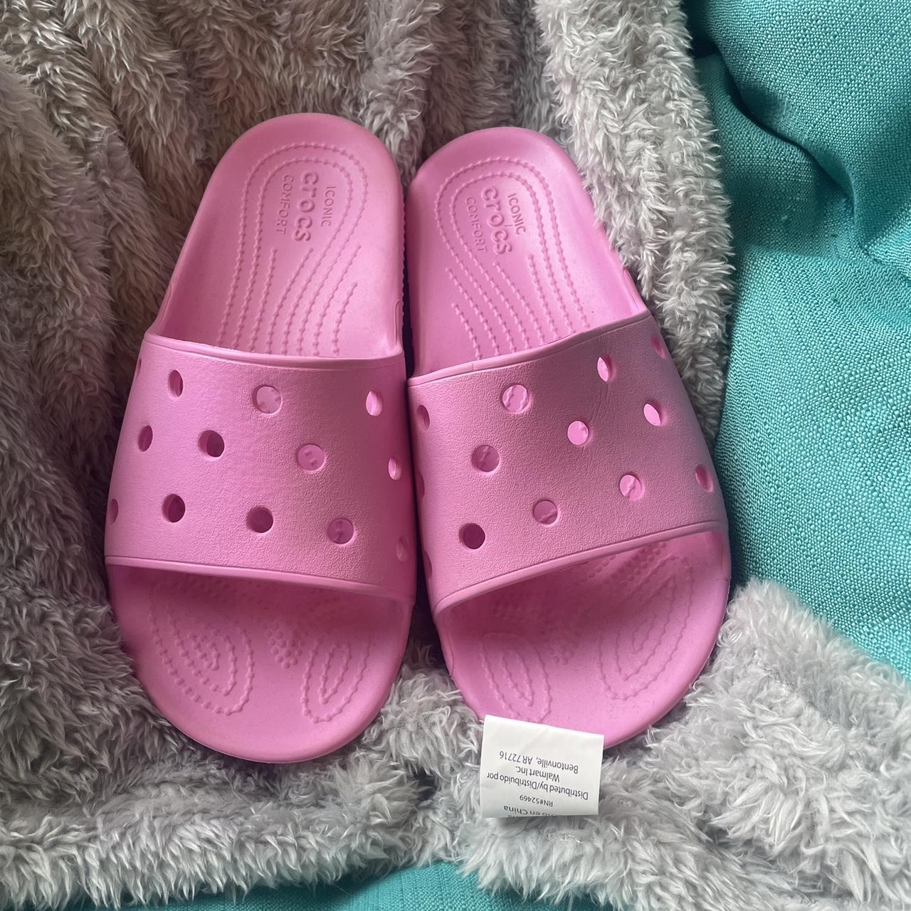 Pink croc slides New never worn - Depop