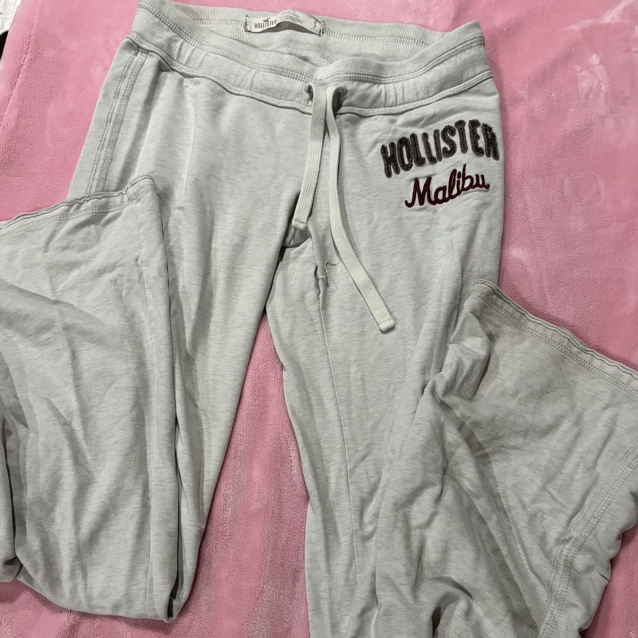 Grey Hollister low-rise y2k flare sweatpants -hole... - Depop