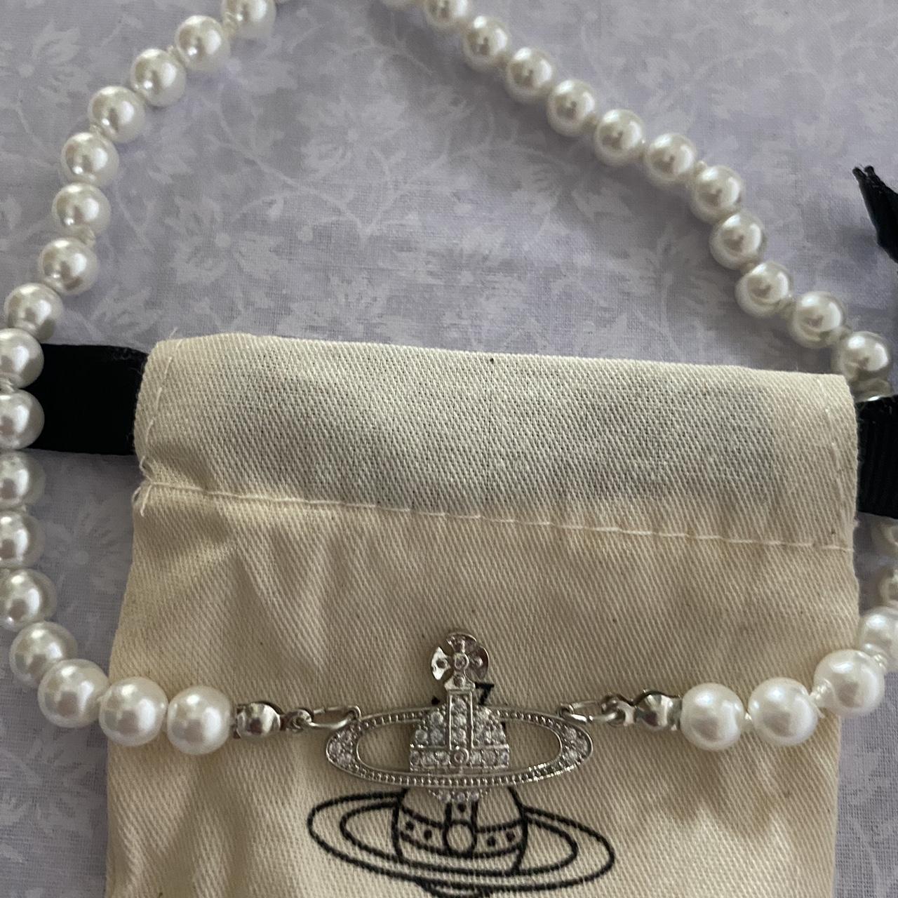 Vivenne westwood pearl necklace mini bas relief... - Depop