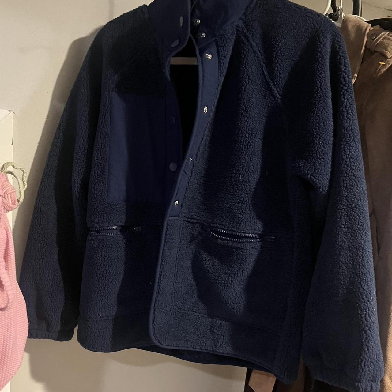 Free people DUPE! navy blue Sherpa jacket #jacket... | Depop