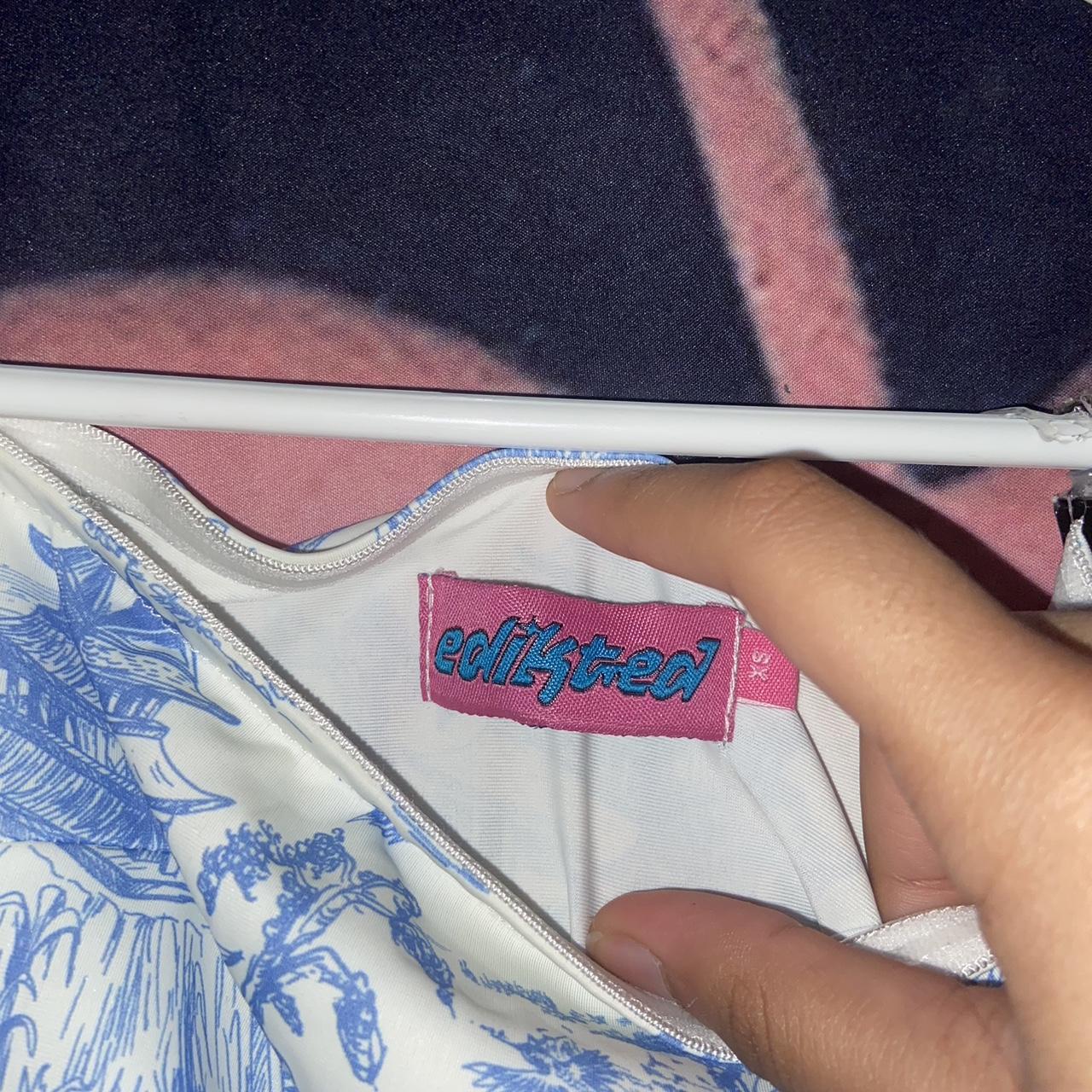 cute streetwear edkited tube top blue print super... - Depop