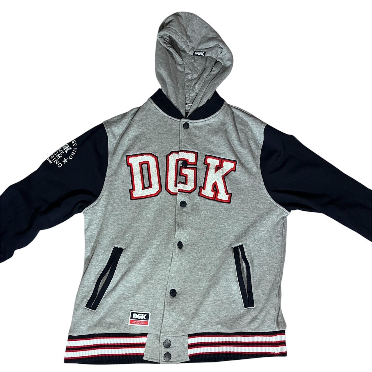 Grey and red DGK varsity jacket size large #skater... - Depop