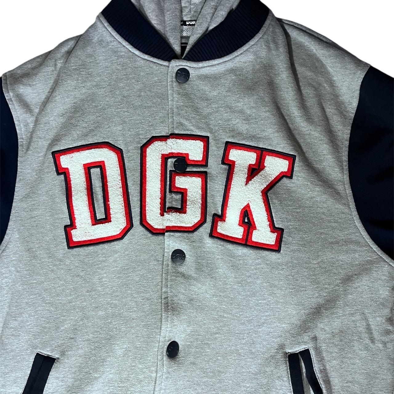 Grey and red DGK varsity jacket size large #skater... - Depop