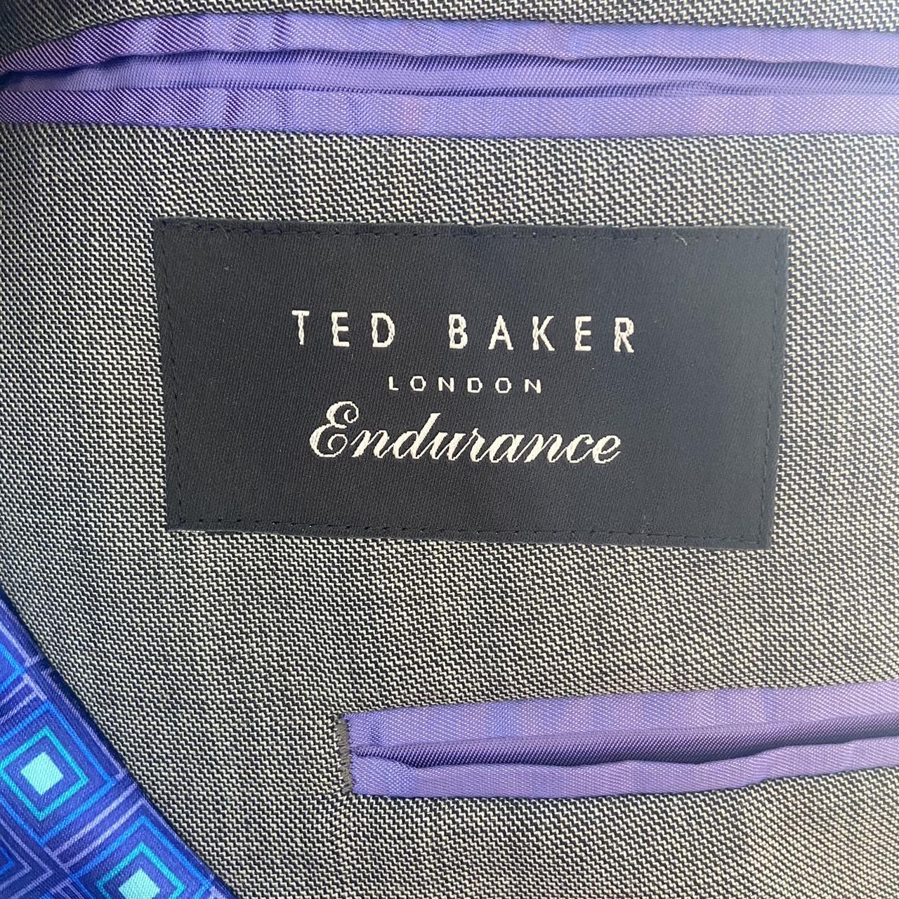 Grey Ted Baker 3 piece suit, blue silk-like lining.... - Depop