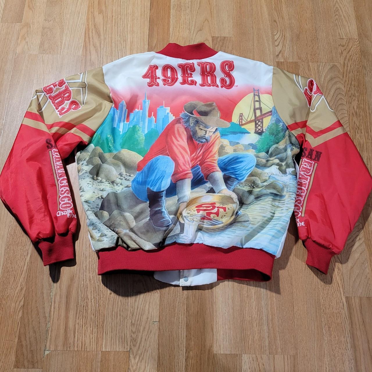 Vintage 90s Chalk Line SF 49ers Gold Miner Satin... - Depop