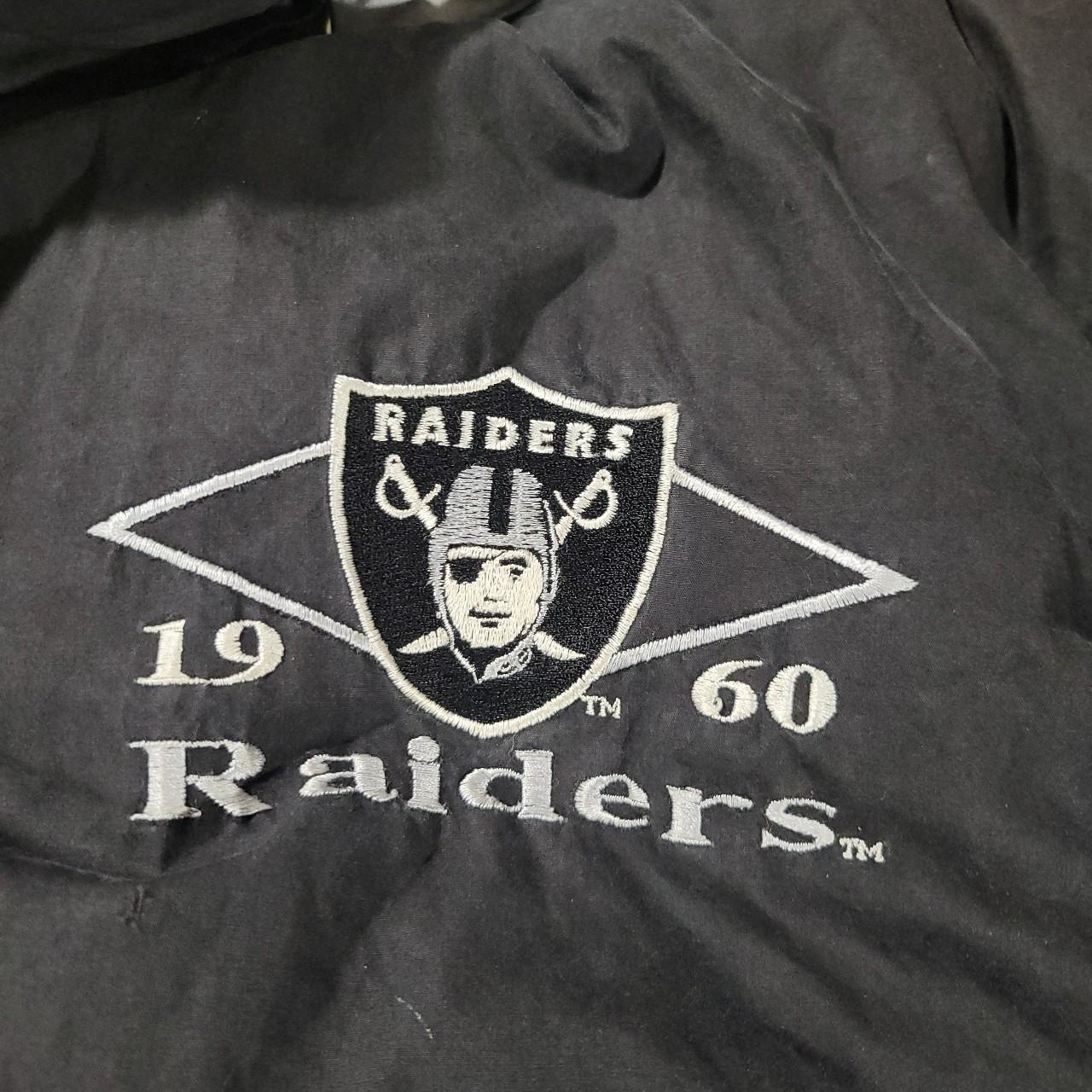 Vintage 90s Raiders Chalk Line Goose Down Hooded... - Depop
