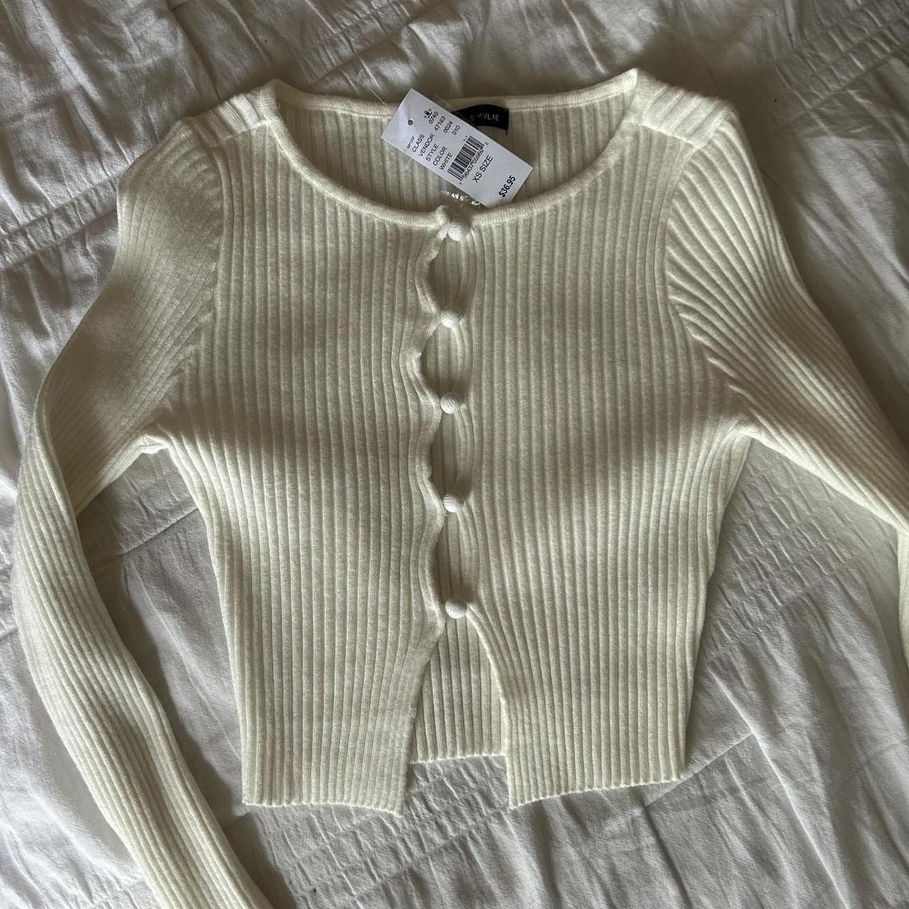 Kendall and Kylie white going out sweater top - Depop