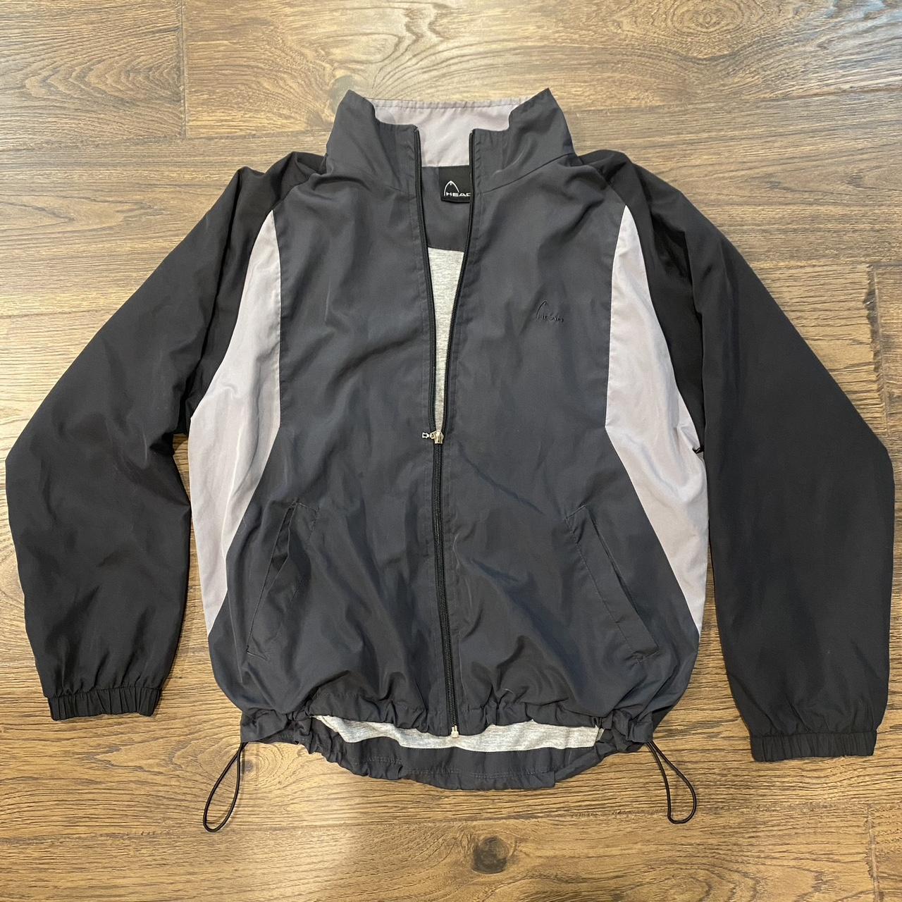 black grey head windbreaker cloth lined inside... - Depop