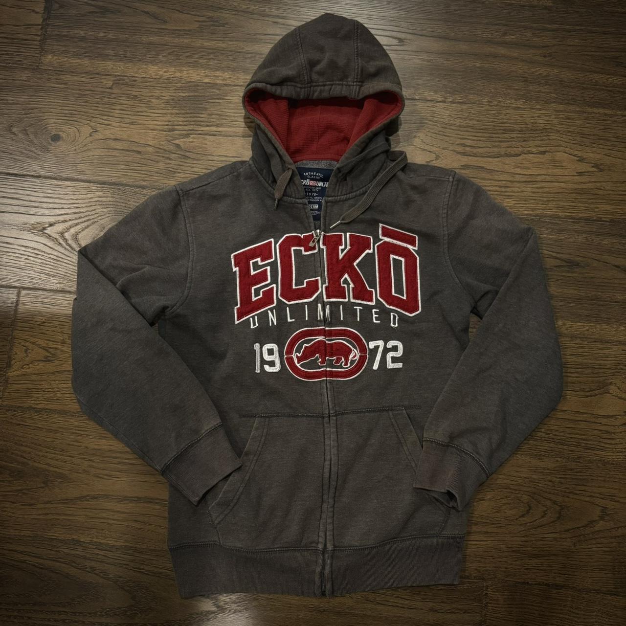 Ecko unlimited zip up hoodie with waffle knit... - Depop