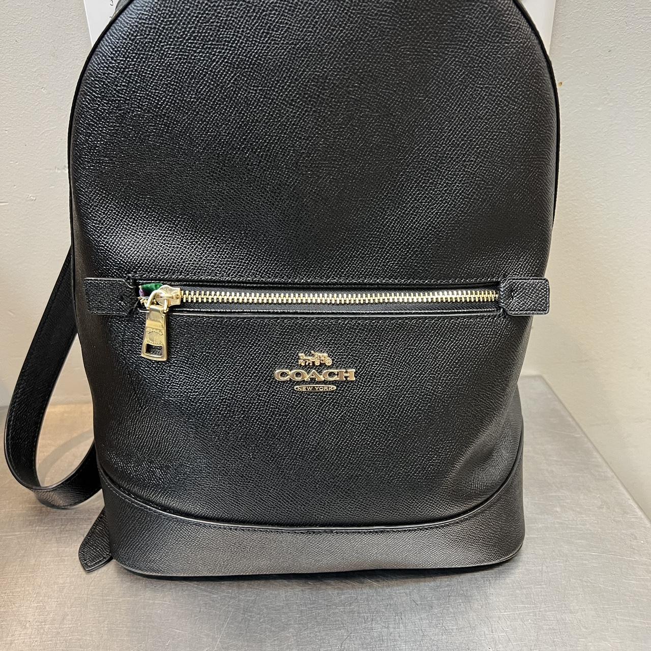 Large, black leather Coach backpack. Non smoking... - Depop