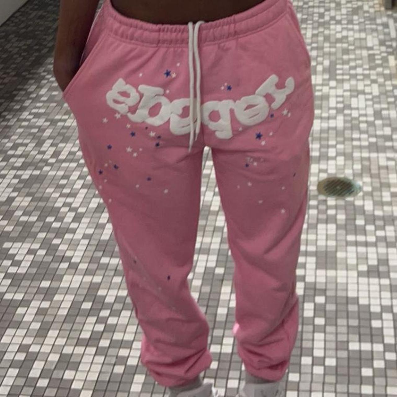 light pink spider sweats - Depop