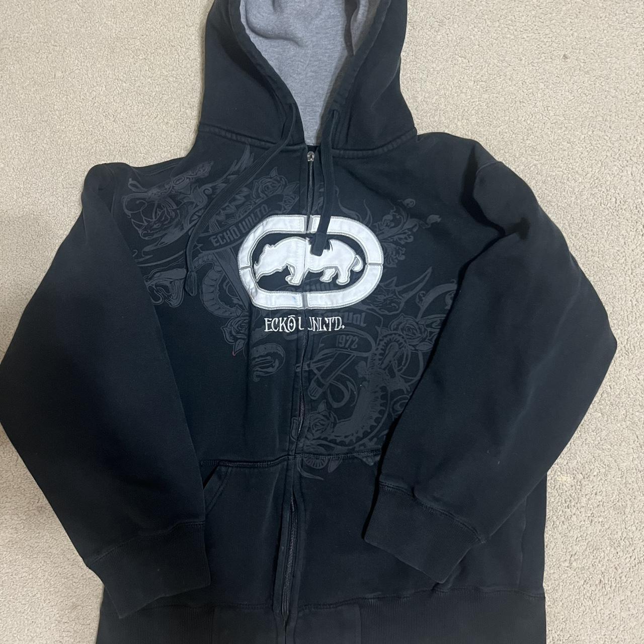 Vintage y2k Black Ecko Unltd. zip-up hoodie with... | Depop