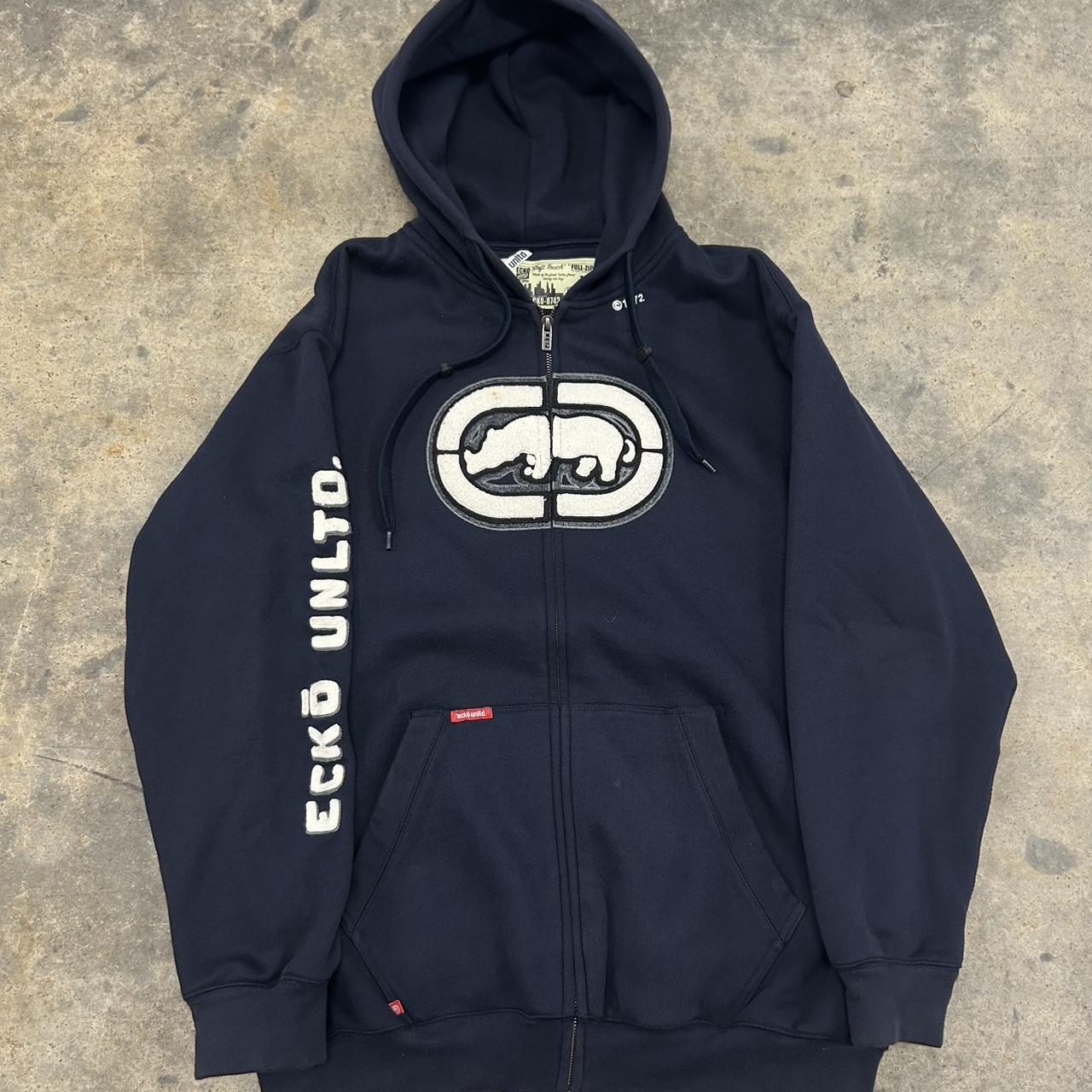 Y2K ECKO Unltd Zip Up Hoodie With Embroidered Logo... | Depop