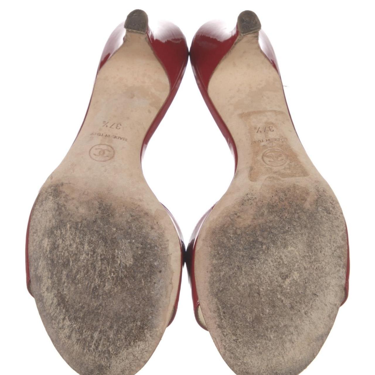 Chanel patent leather Red CC logo Studded accents... - Depop