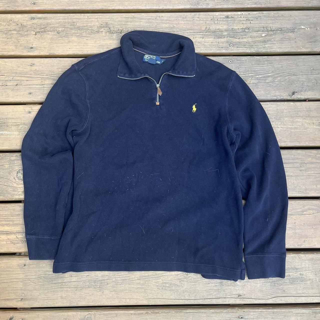 Navy blue Polo Ralph Lauren quarter zip L... - Depop
