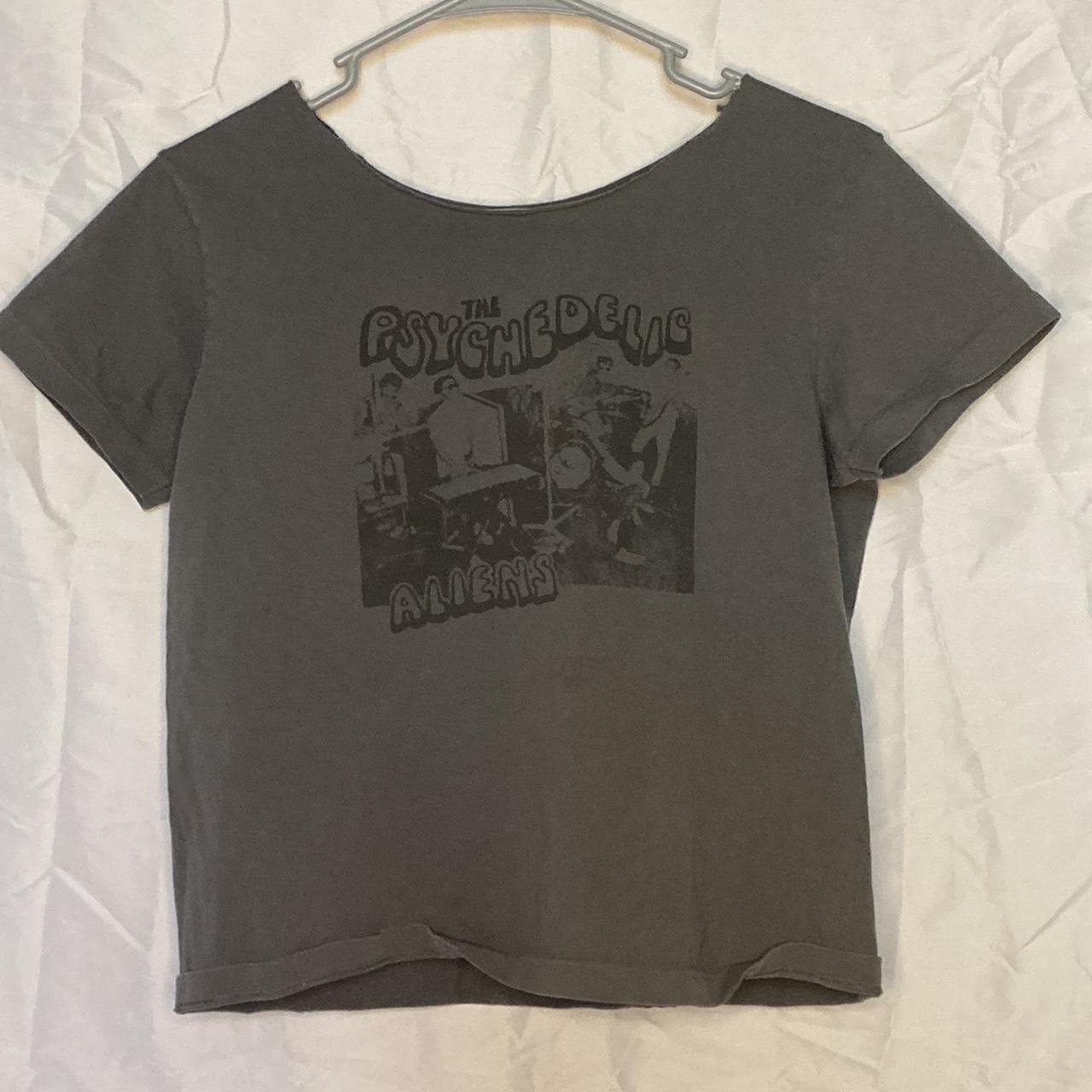 small gray “over the shoulder” band crop top -size... - Depop