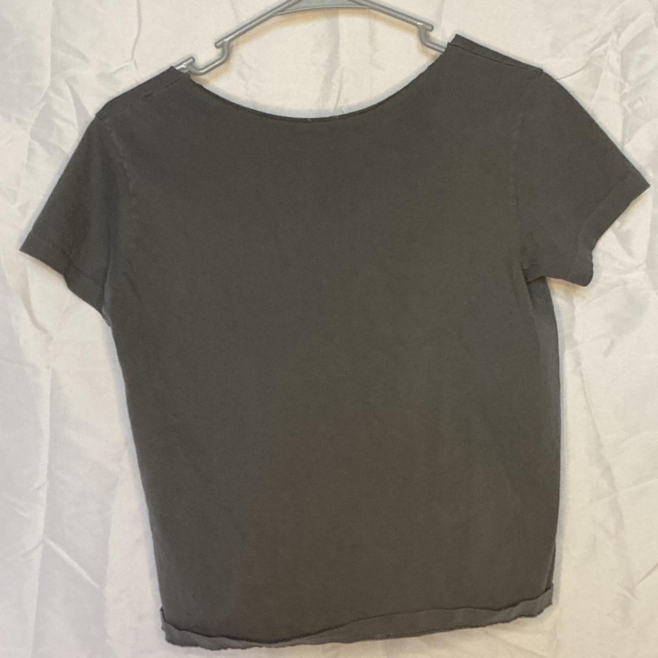 small gray “over the shoulder” band crop top -size... - Depop