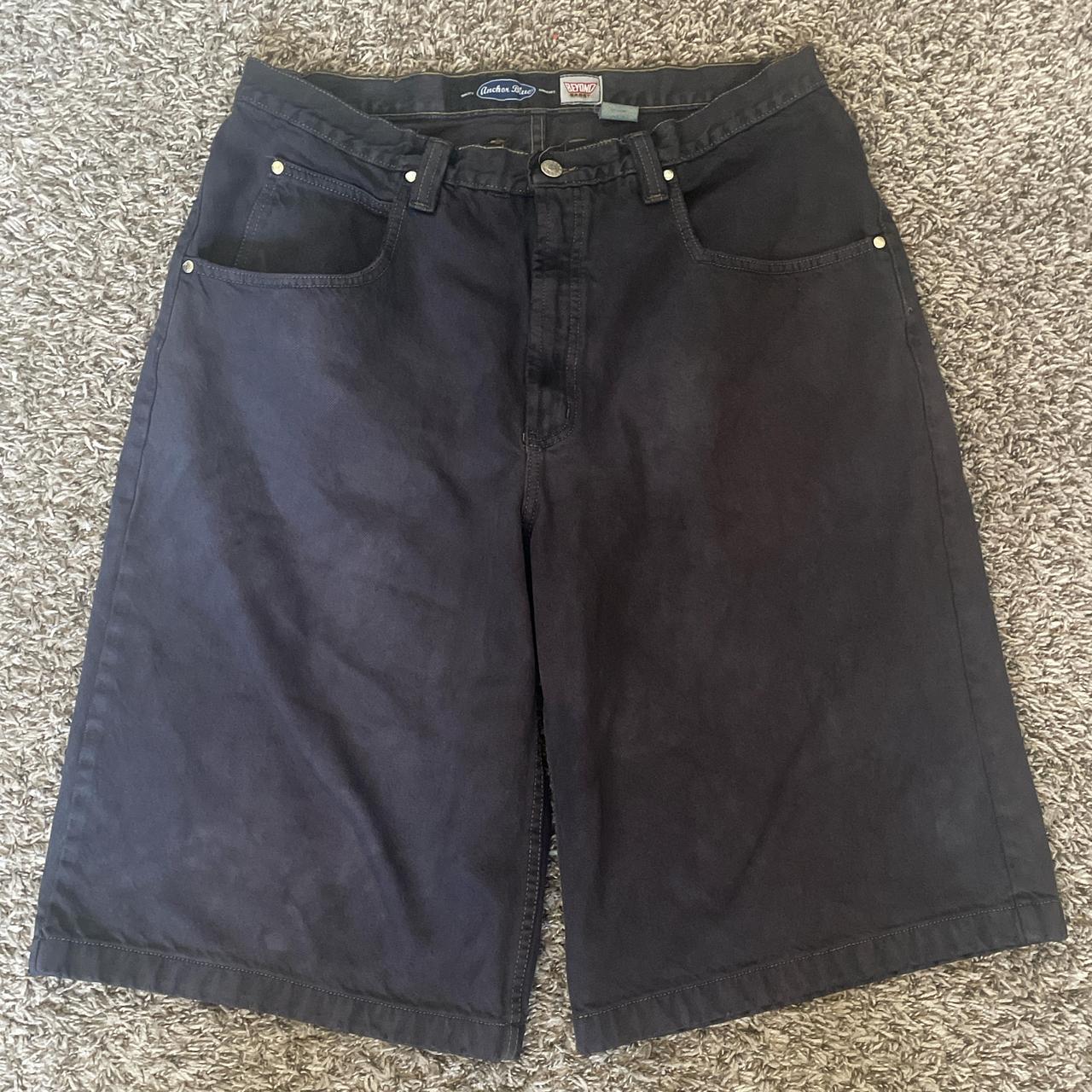 labeled size 36 black/blue anchor blue jorts leg... | Depop