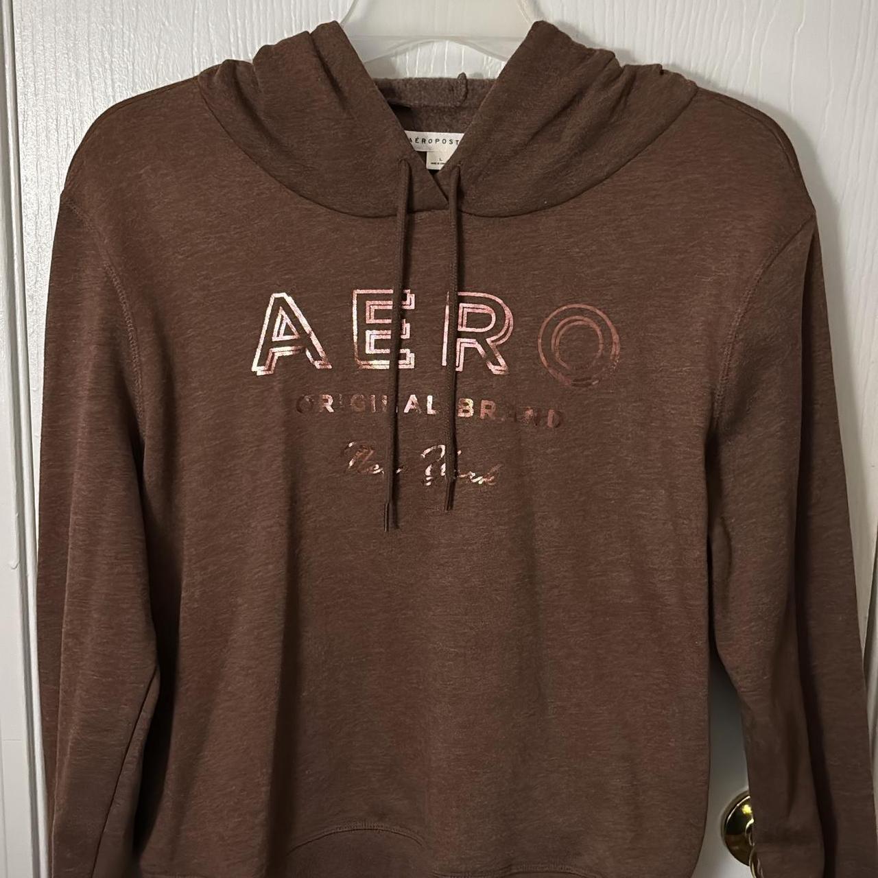 Brown Aeropostale hoodie #hoodie - Depop