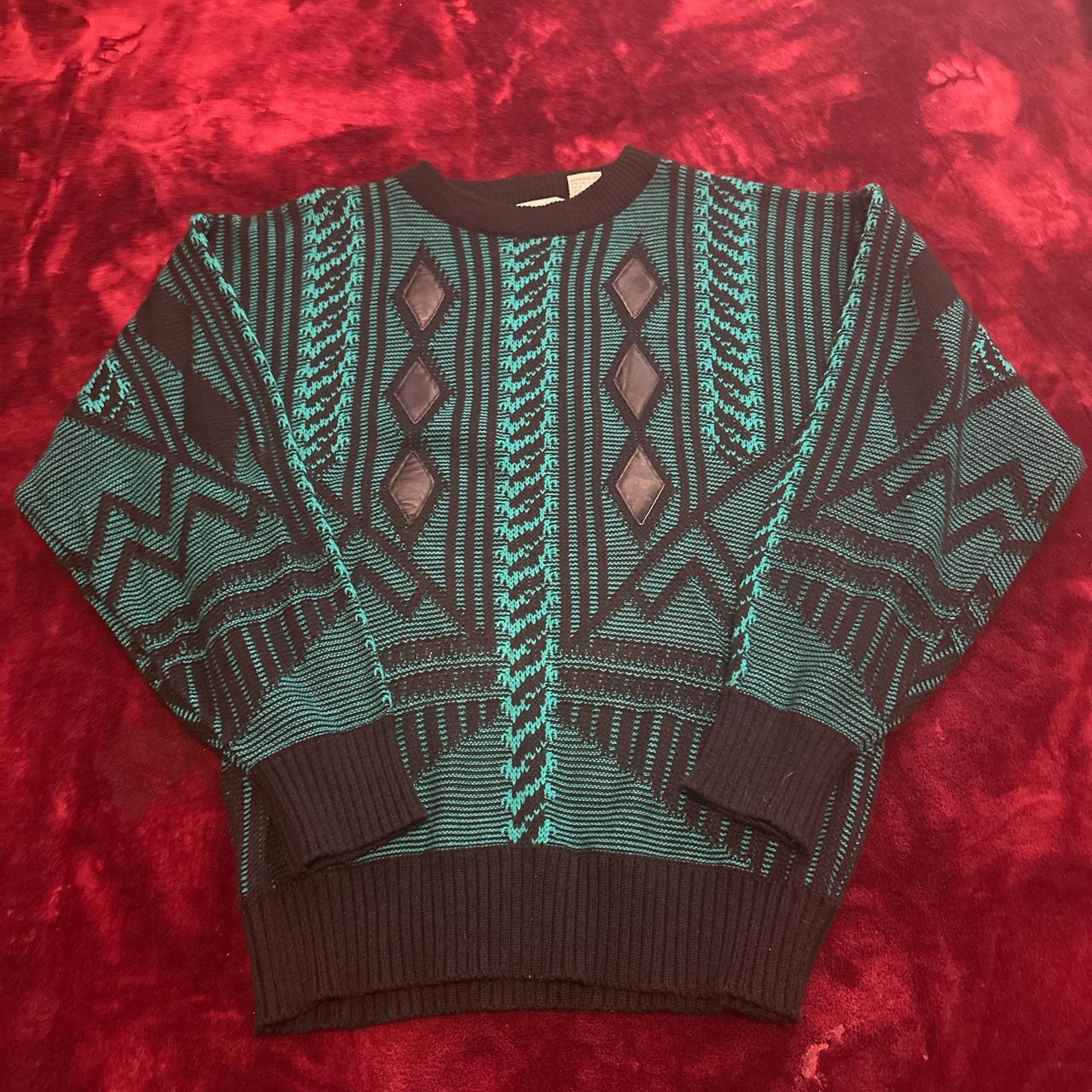 Super sick pattern Vintage 3d knit coogi like... | Depop