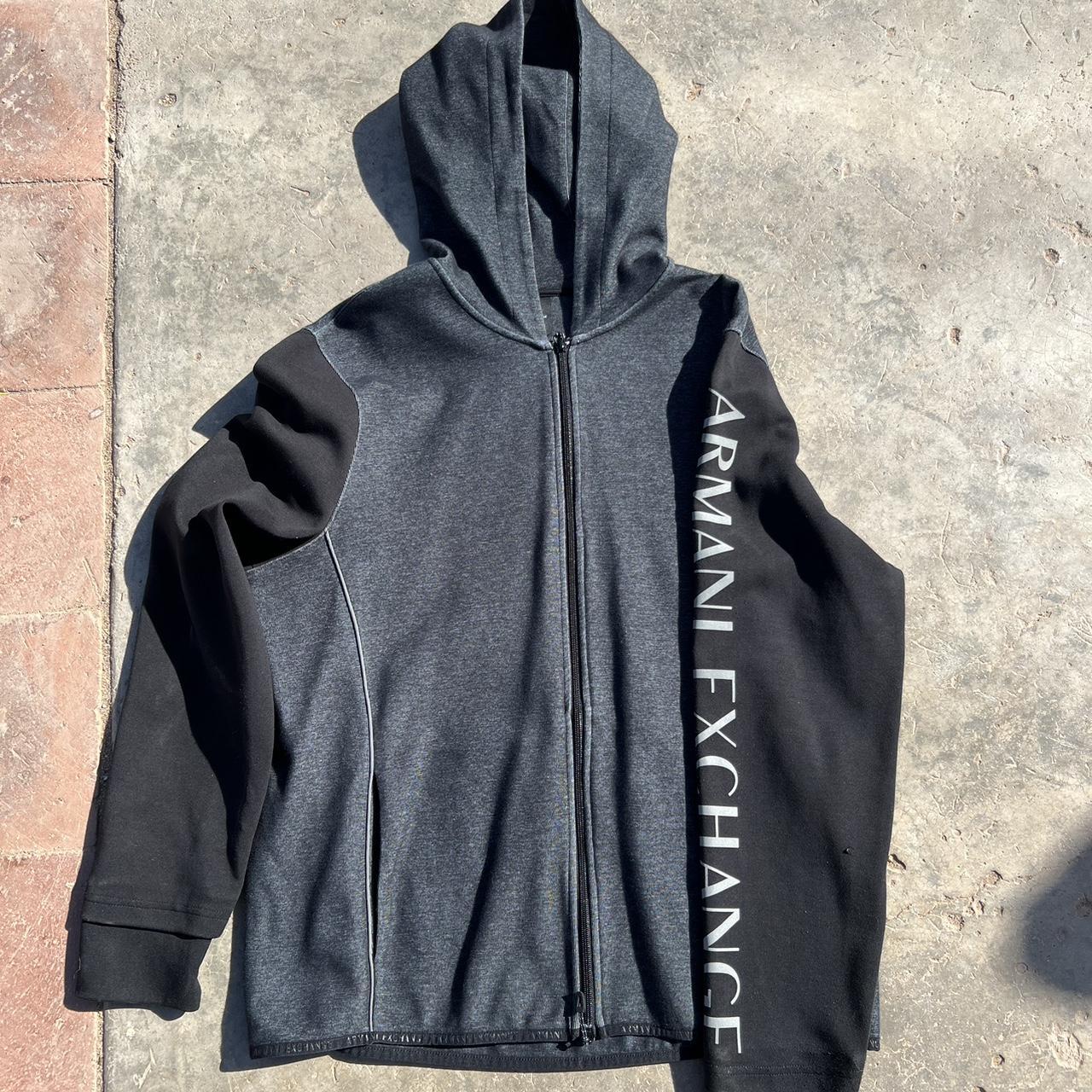 ARMANI EXCHANGE ZIP UP HOODIE GREAT CONDITION SIZE... - Depop