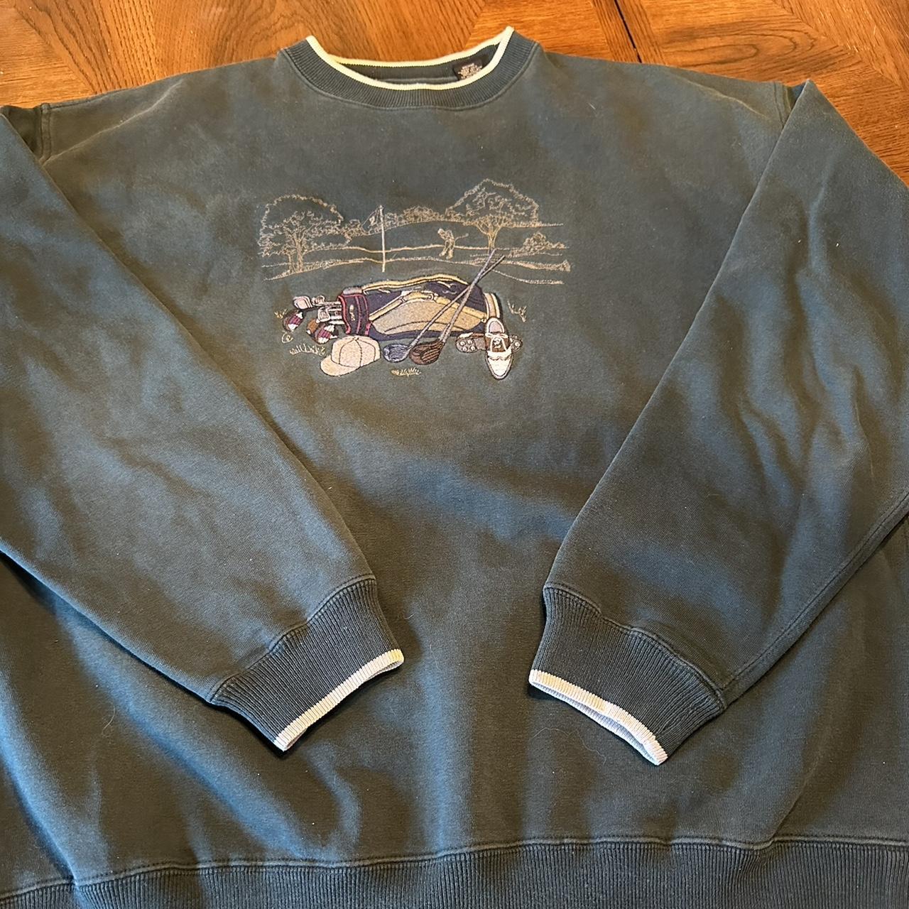 Vintage embroidered golf crew neck Size large Has... - Depop