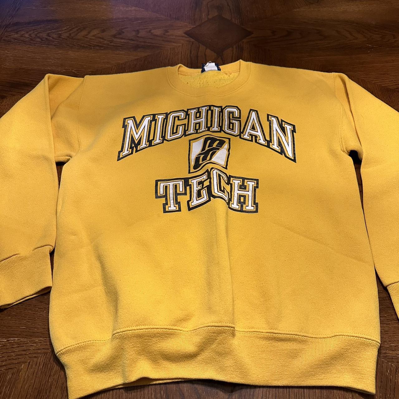 Vintage Michigan tech crew neck Size large - Depop