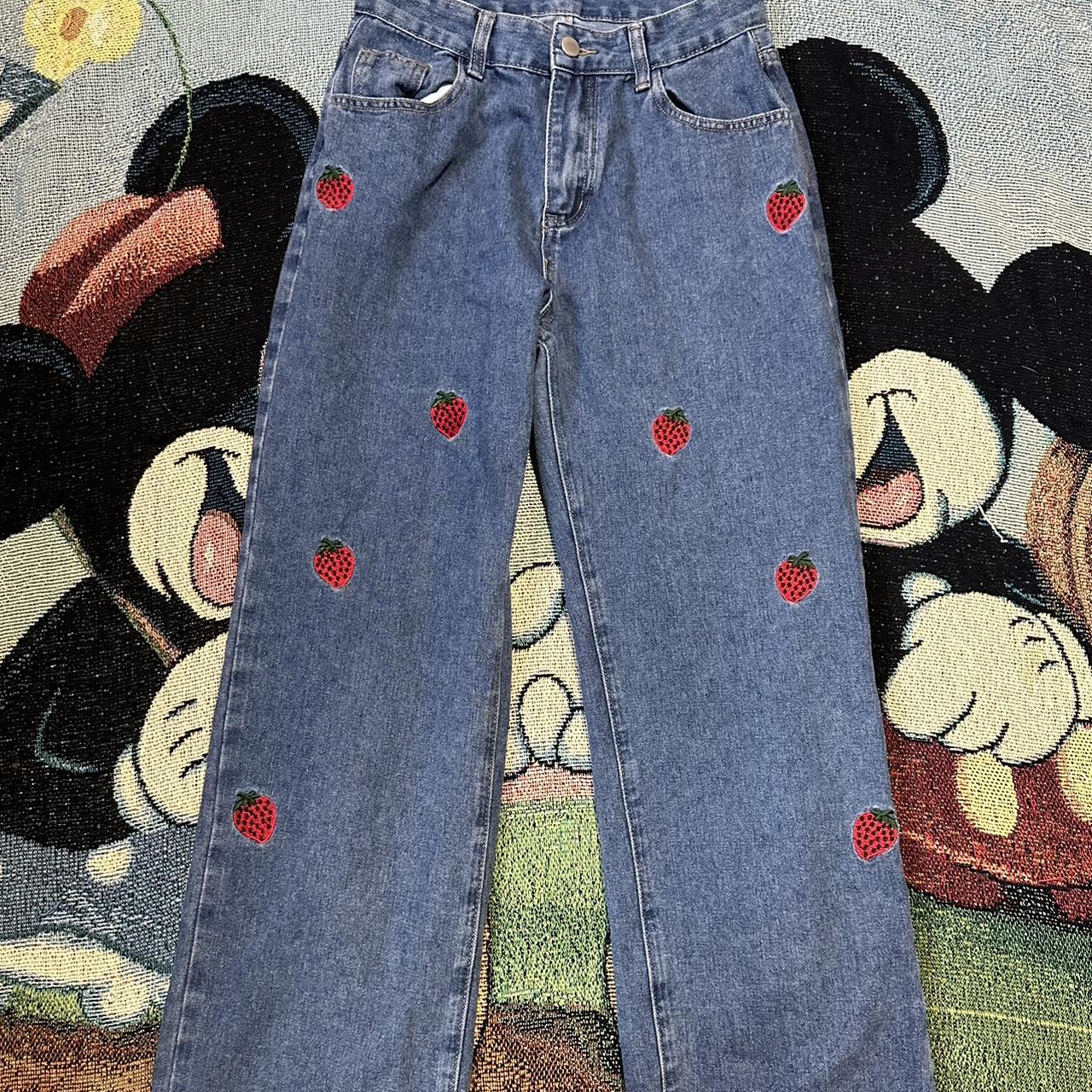 Ladies Strawberry Jeans Super cute strawberries... - Depop